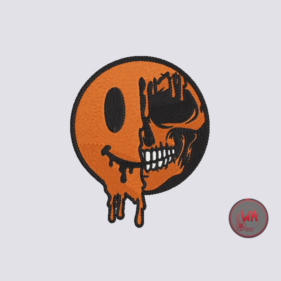 Melting Smiley Skull Embroidery Design, Skull Machine Embroidery Files ...