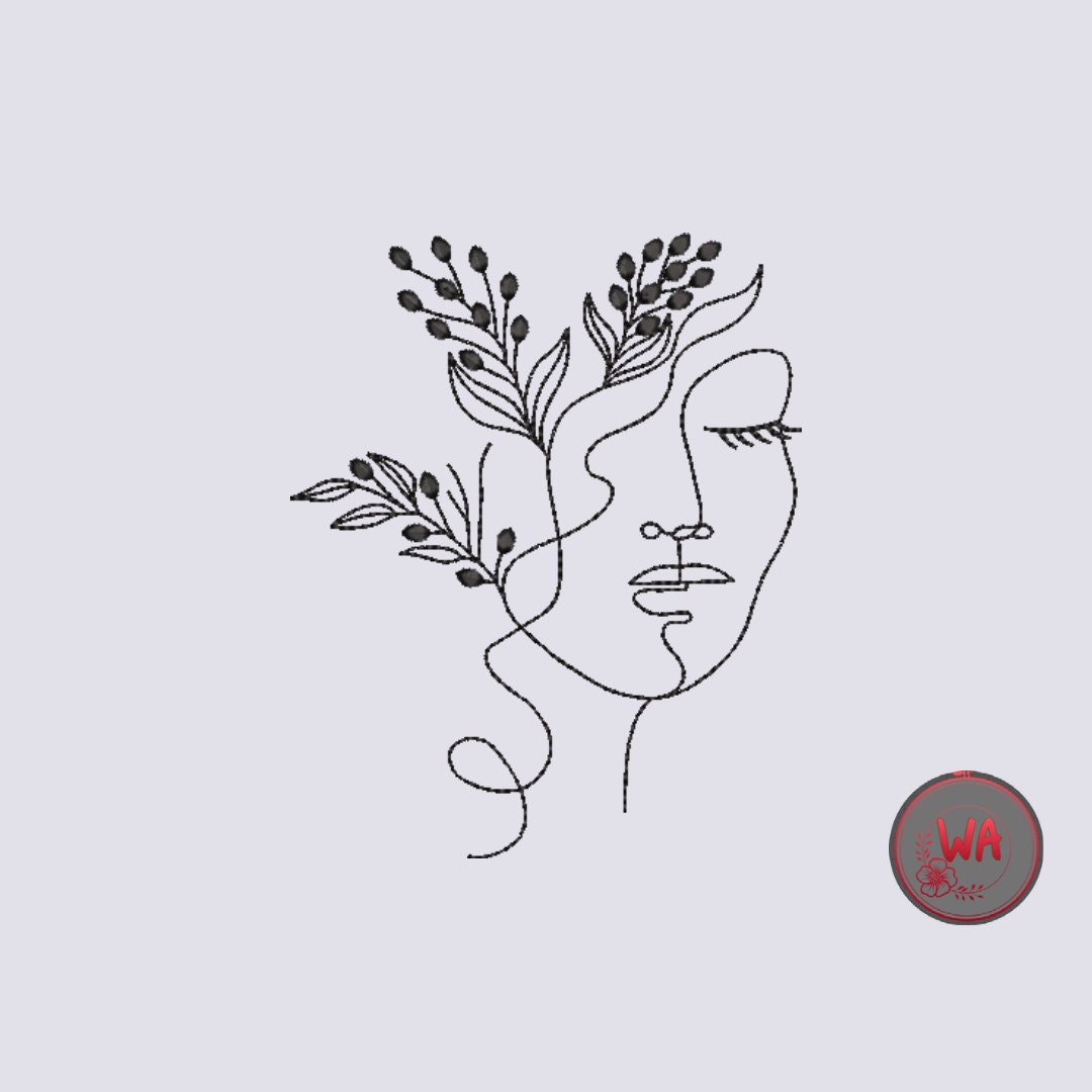 Line Art Embroidery Design, Floral Line Art Embroidery Design, Floral ...