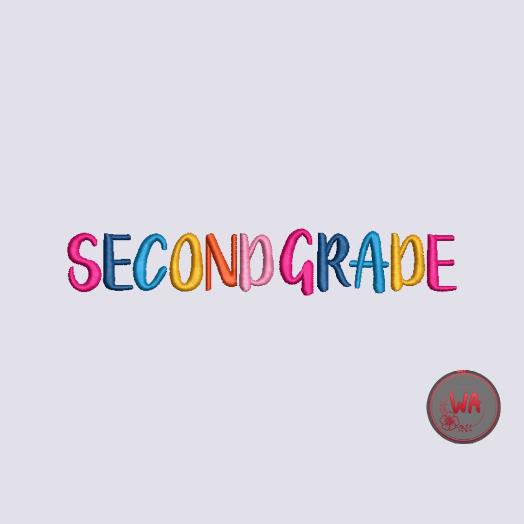 Second Grade Embroidery Design, Back to School Embroidery Design ...