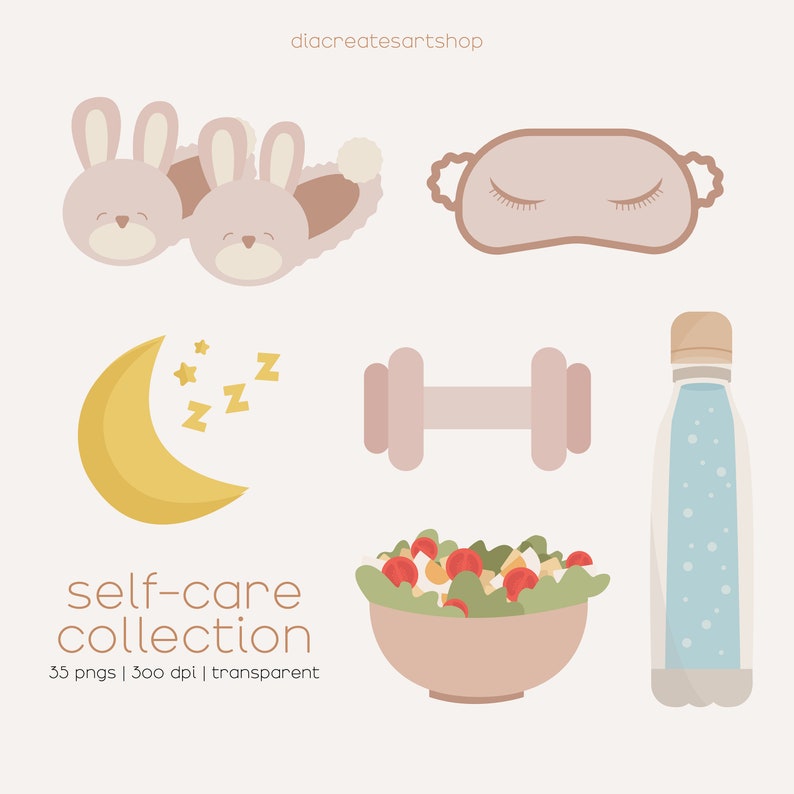 Self-care Clip Art PNG Pack 35 Individual Pngs, High-resolution ...