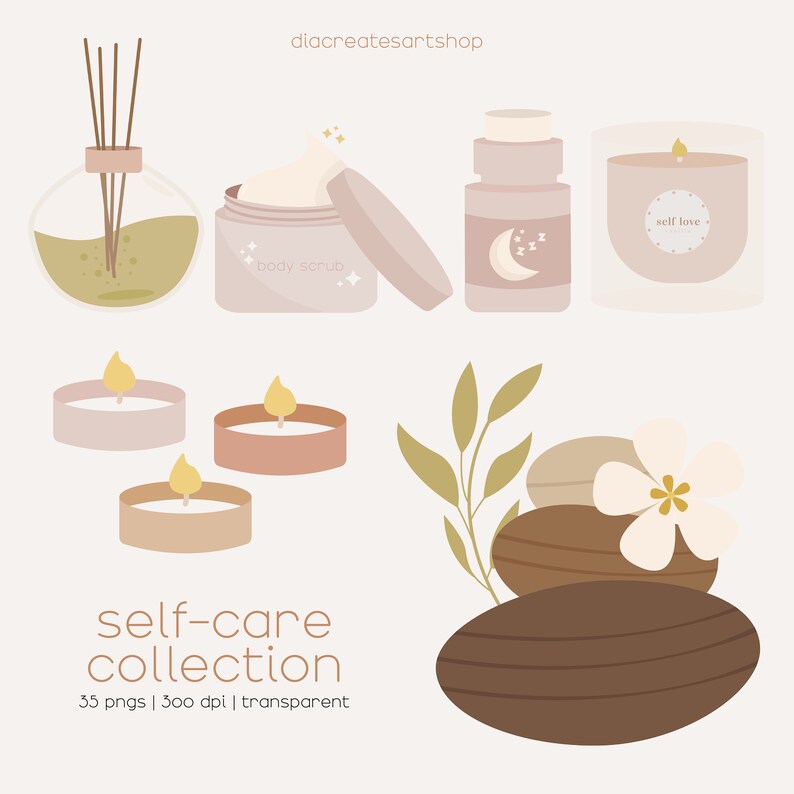 Self-care Clip Art PNG Pack 35 Individual Pngs | Etsy