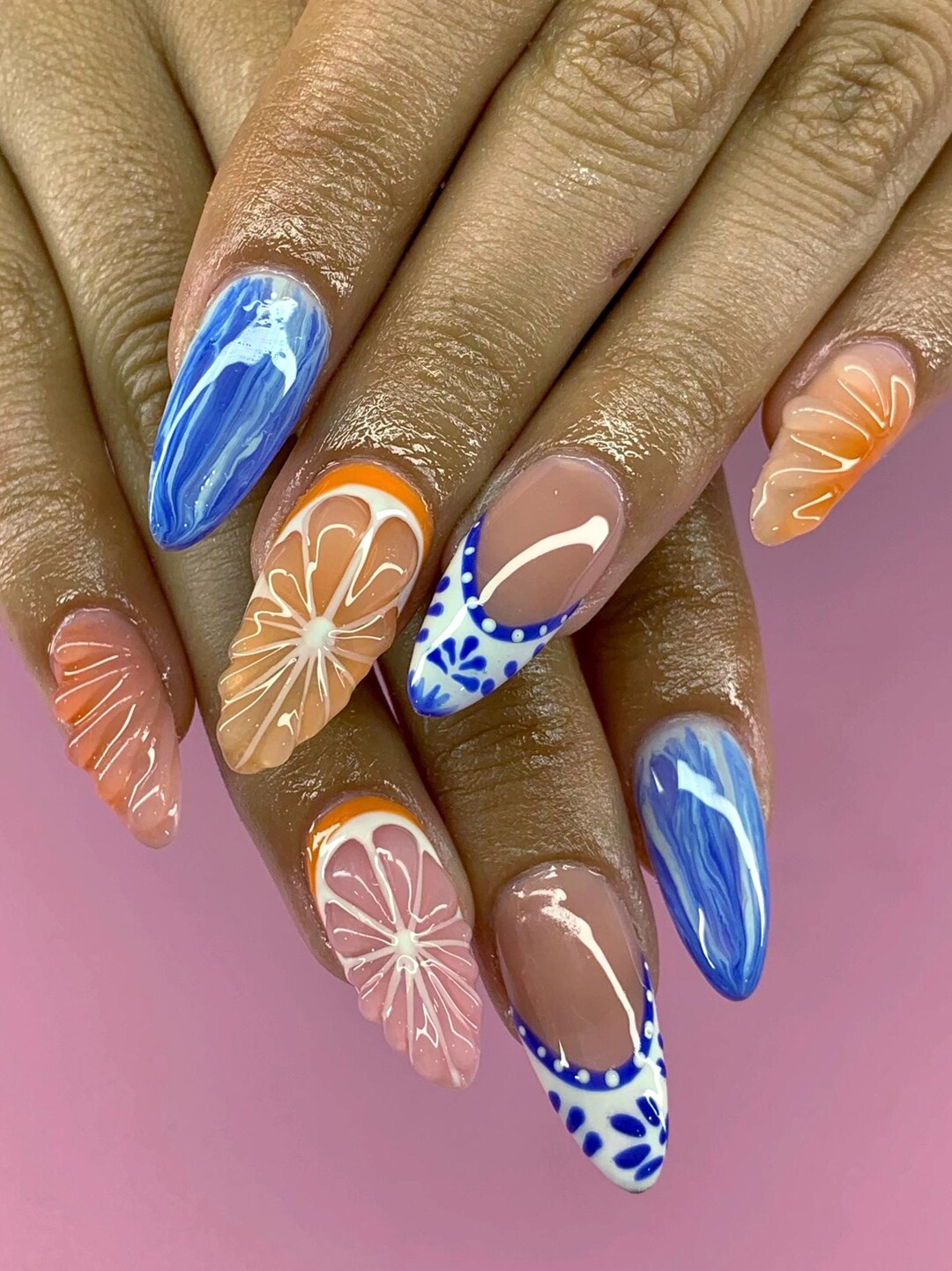 Clase Azul X Citrus Press on Nails - Etsy