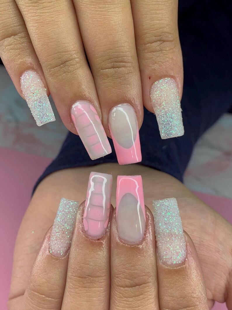 Pink Croc Print Press on Nails - Etsy