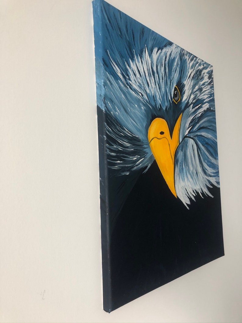 Silver Falcon Acrylic Canvas Wall Hanging Painting Handmade One of a ...