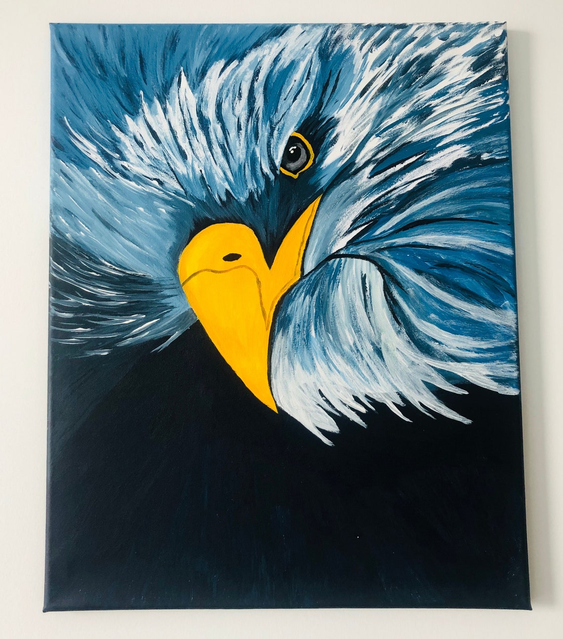 Silver Falcon Acrylic Canvas Wall Hanging Painting Handmade One of a ...