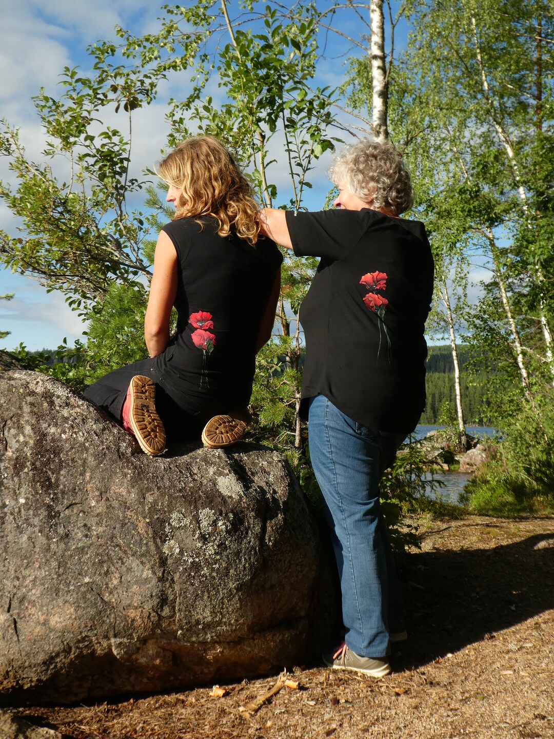 Poppies T-shirt Handpainted Organic Fairtrade - Etsy