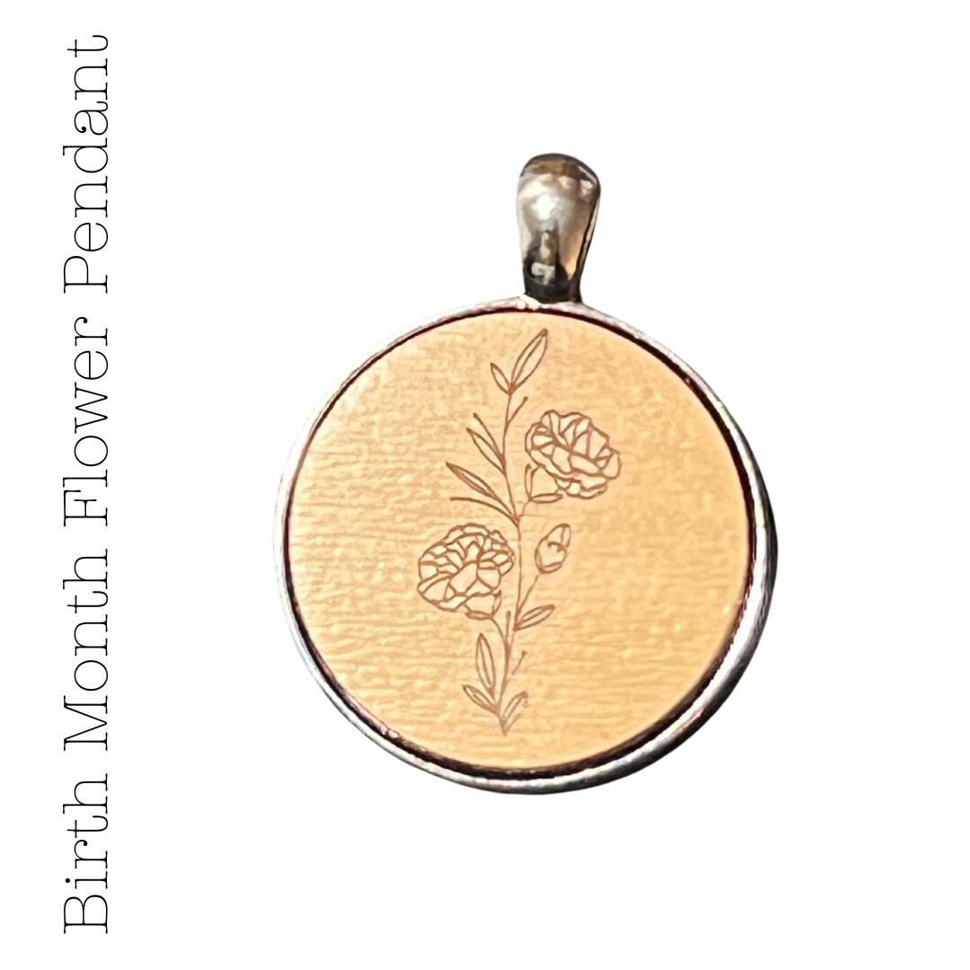 Engraved Wood Birth Flower Pendant: Personalized Birthday Gift - Etsy