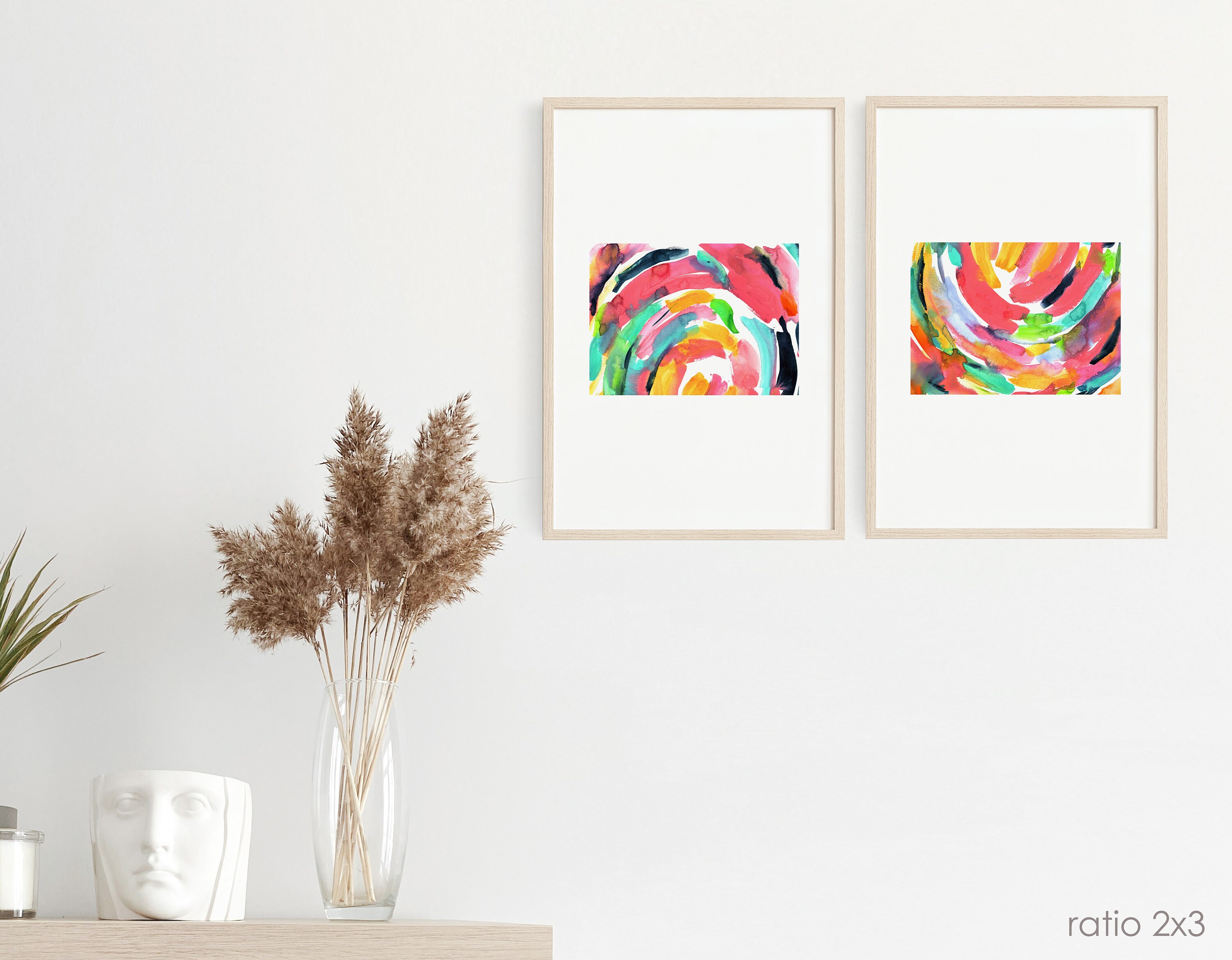 Watercolor Paintings Set of 2 Abstract Wall Art Decor - Etsy