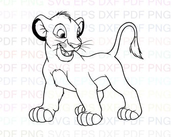 The Lion King Simba Outline Svg Dxf Eps Pdf Png Cricut - Etsy UK