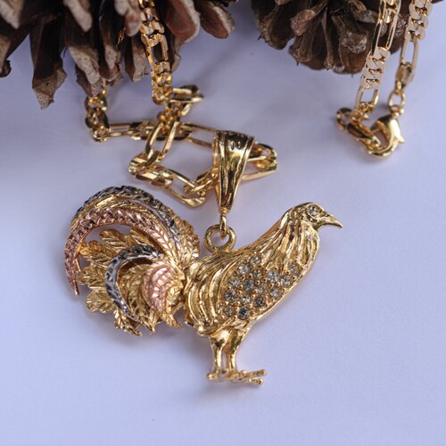 Gallo Medalla Gold Plated Chicken Rooster Pendant Necklace - Etsy