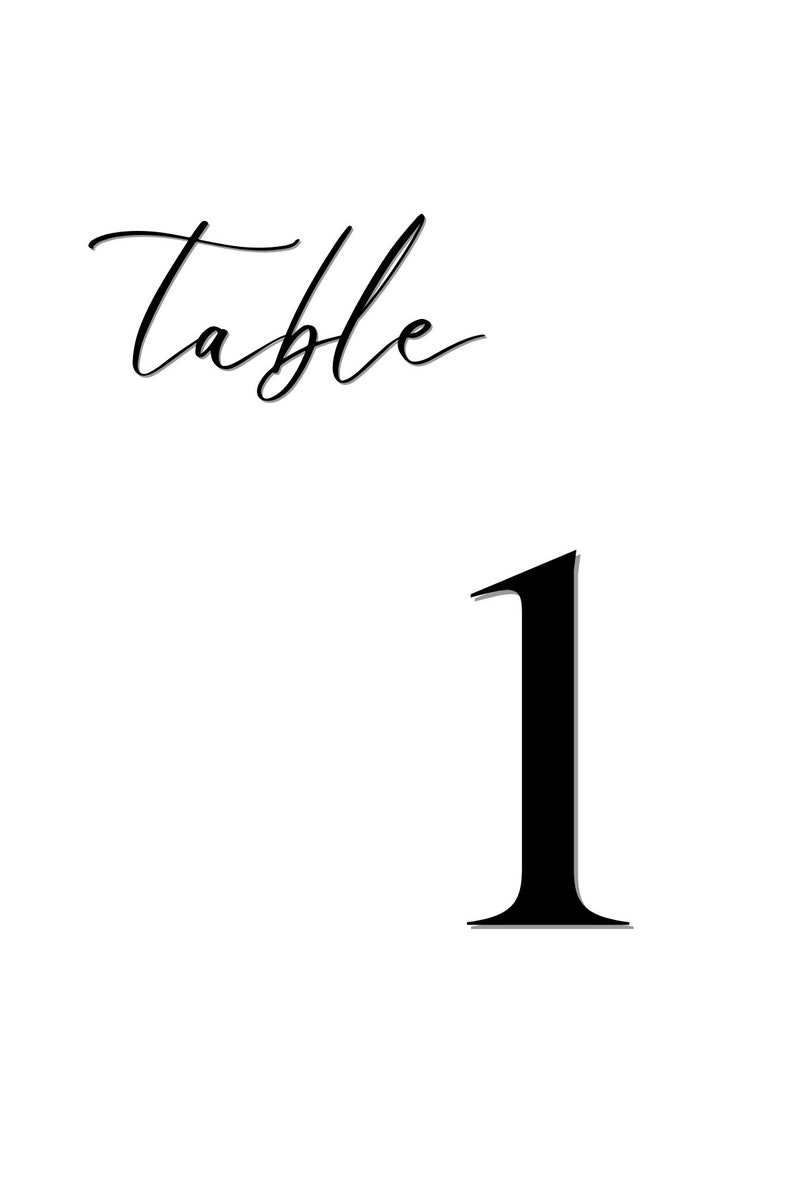 Modern Classic Printable Table Numbers Minimalistic | Etsy