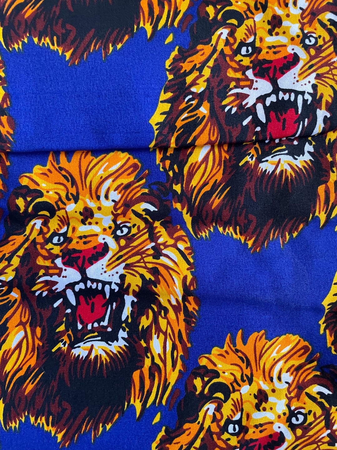 Igbo Isi Agu / Lion Head African Fabric, Ankara Style, Blue - Etsy