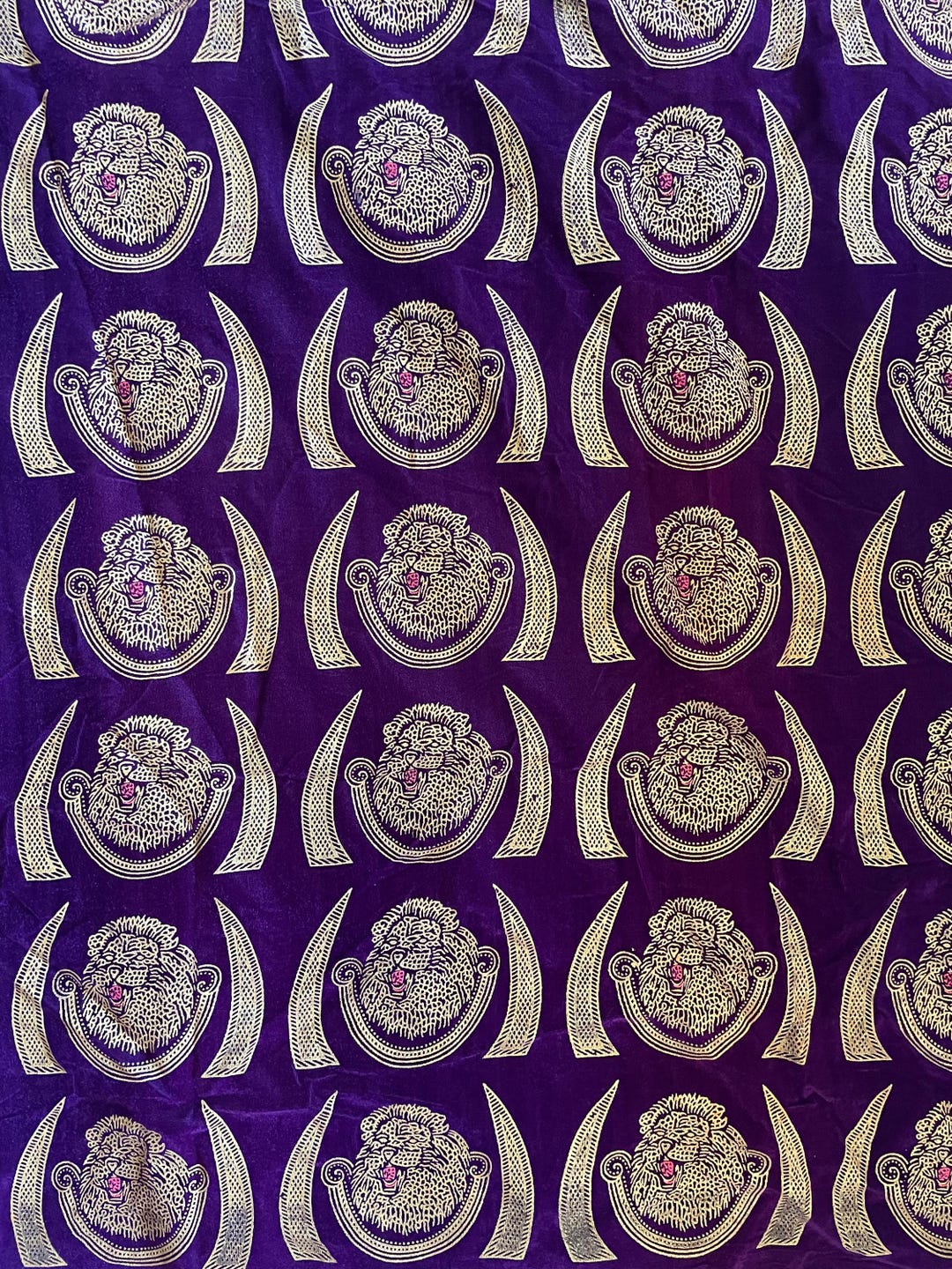 Original Igbo Isi Agu / Lion Head African Fabric, Authentic, Purple - Etsy