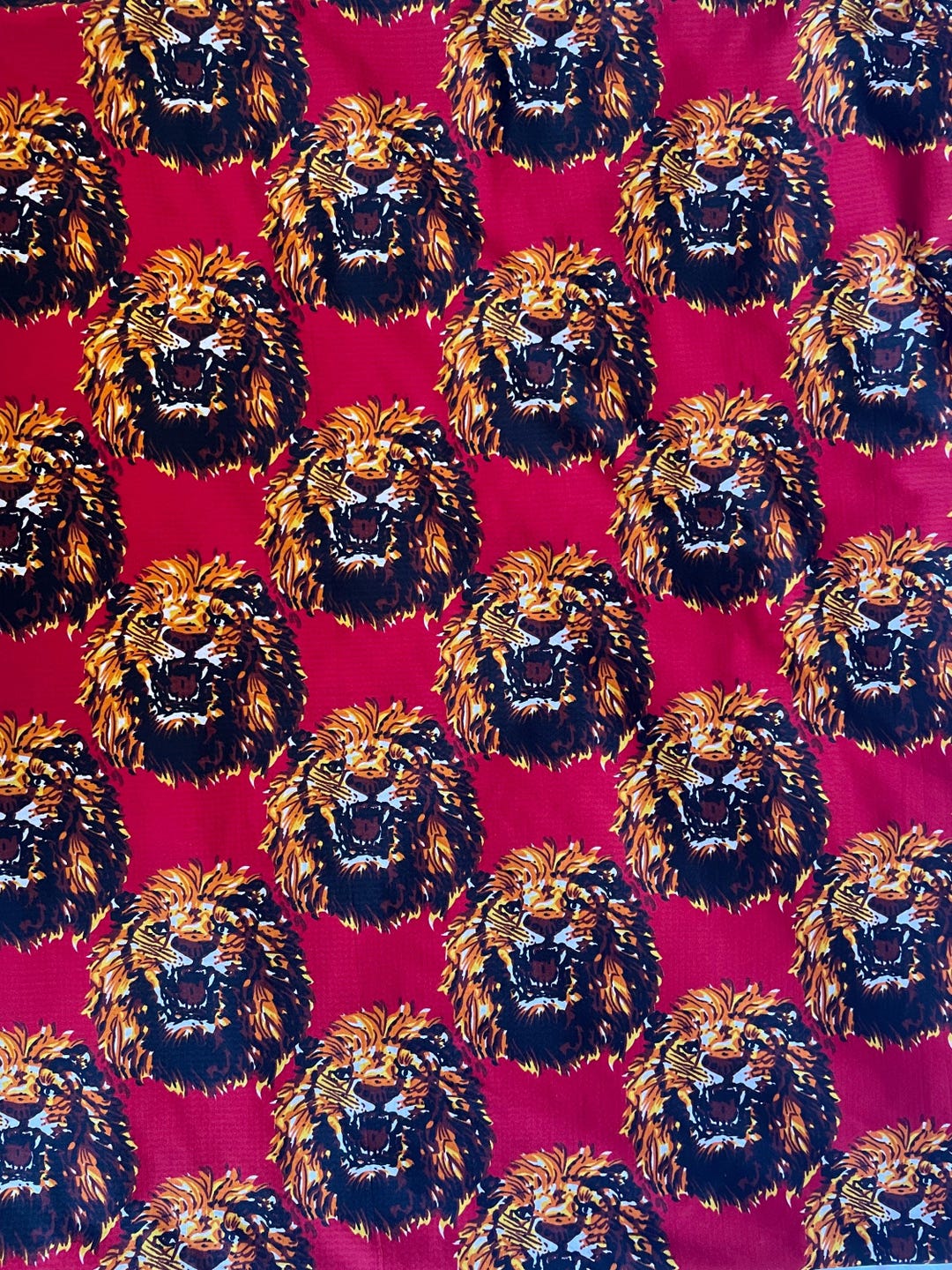 Original Igbo Isi Agu / Lion Head African Fabric, Authentic, Red - Etsy