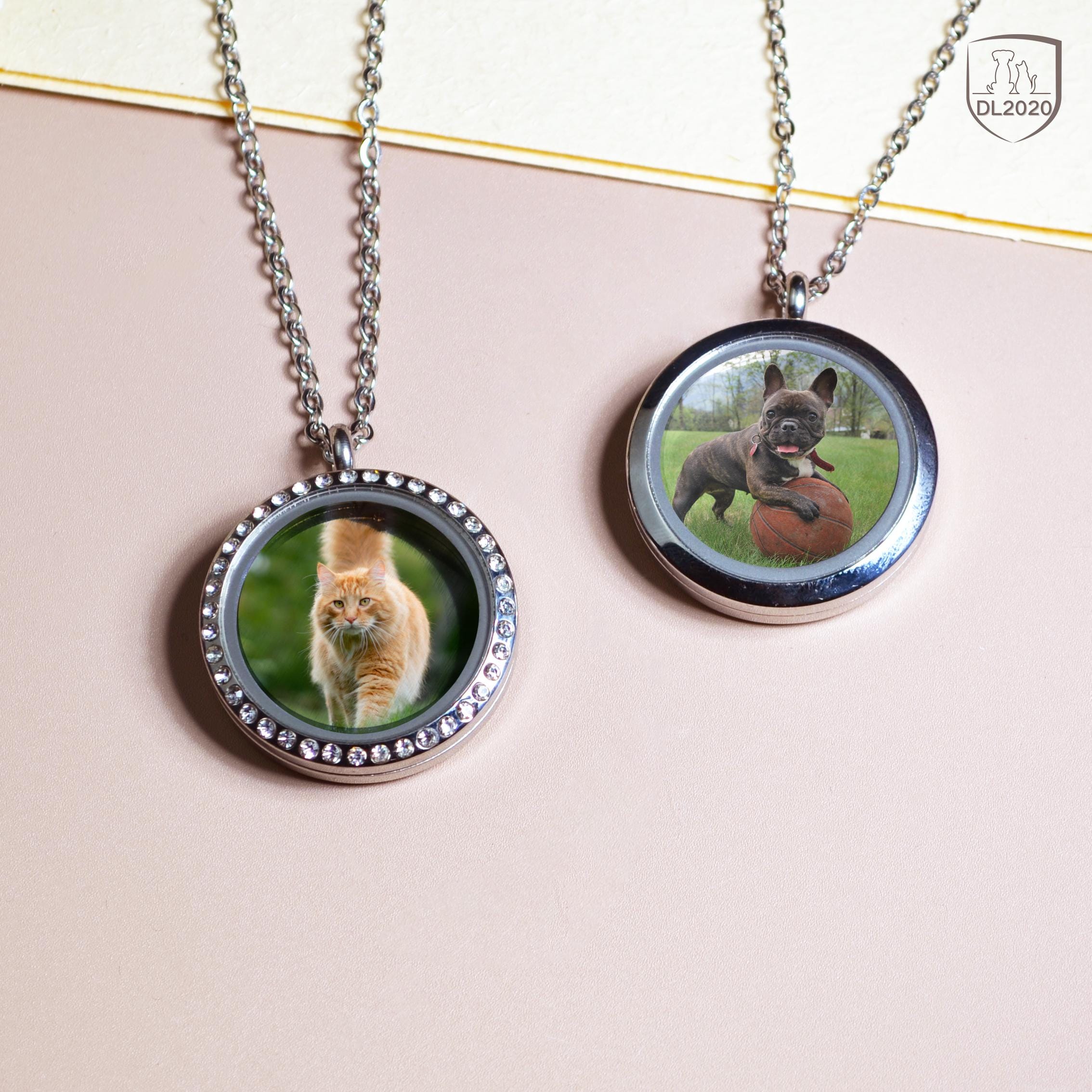 Diamond Round Locket Necklace With Photo,pet Memorial Locket,pet ...