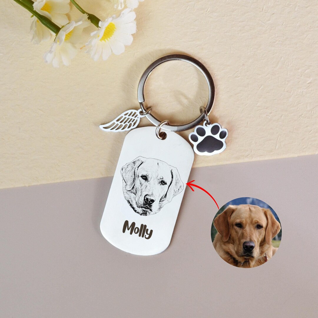 Pet Memorial Key Chain,lock of Fur Hair Key Chain,pet Pet Portrait Key ...