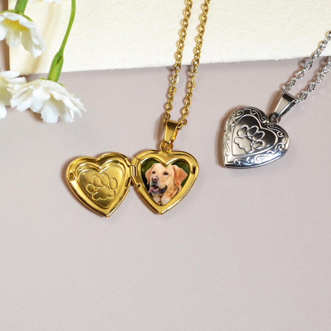 Custom Heart Locket Necklace With Photo,pet Memorial Locket,pet ...
