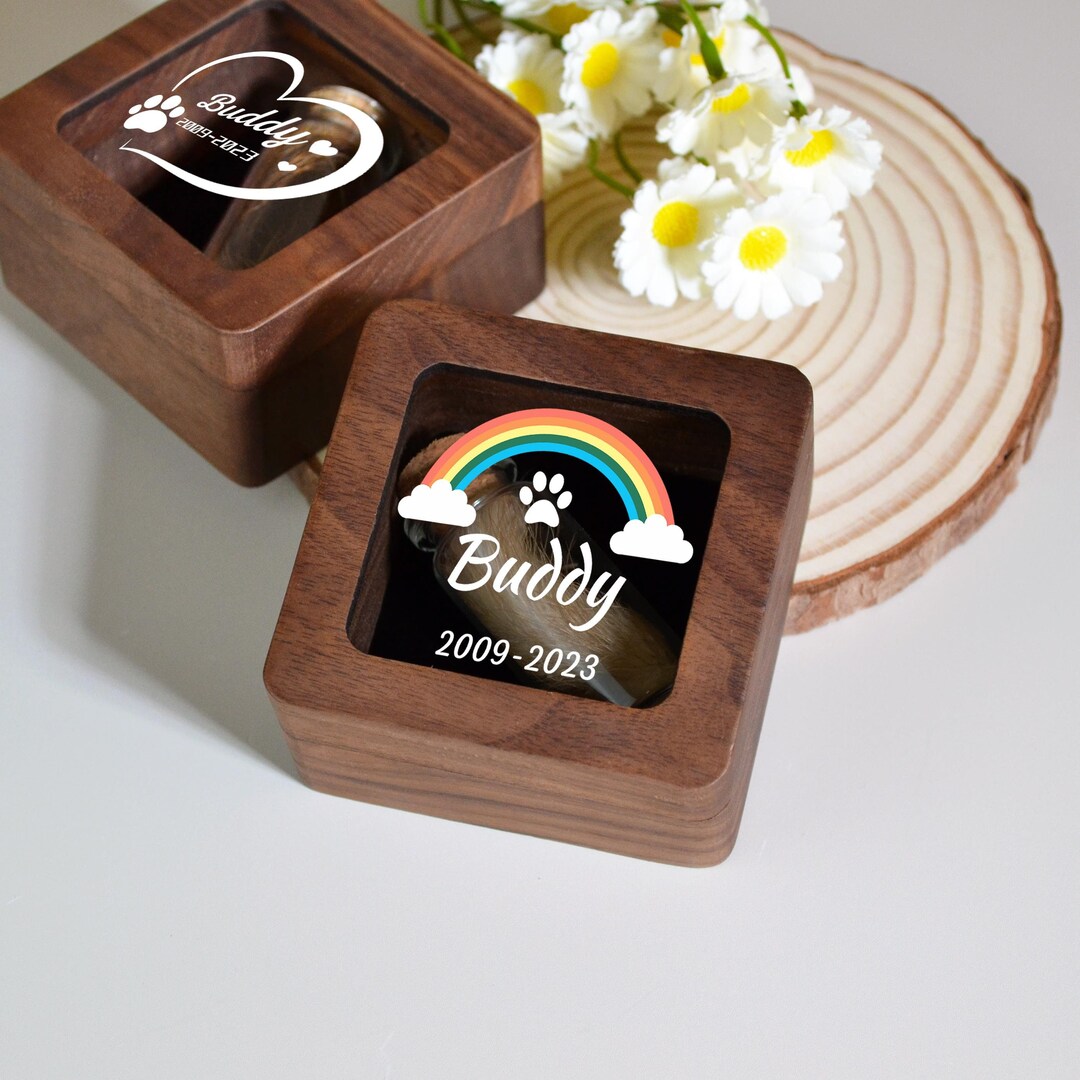 Custom Wooden Pet Fur Keepsake,wooden Pet Ashes Box,personalized Pet ...