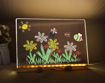Kids LED Acrylic Drawing Board | Coloring Sheets Included | Perfect ...