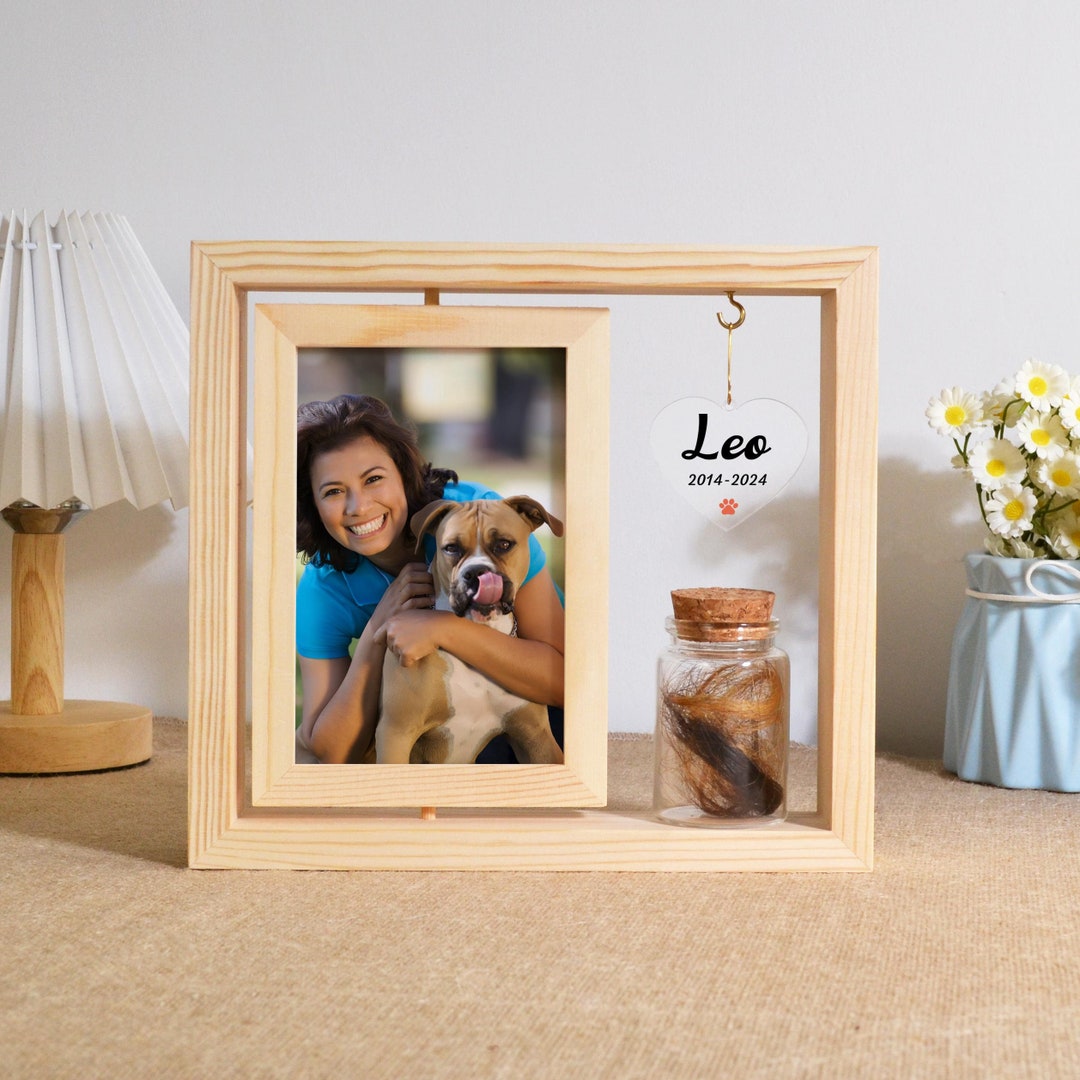 Dog Memorial Gift, Personalized Pet Memorial Wood Frame, Pet Fur ...