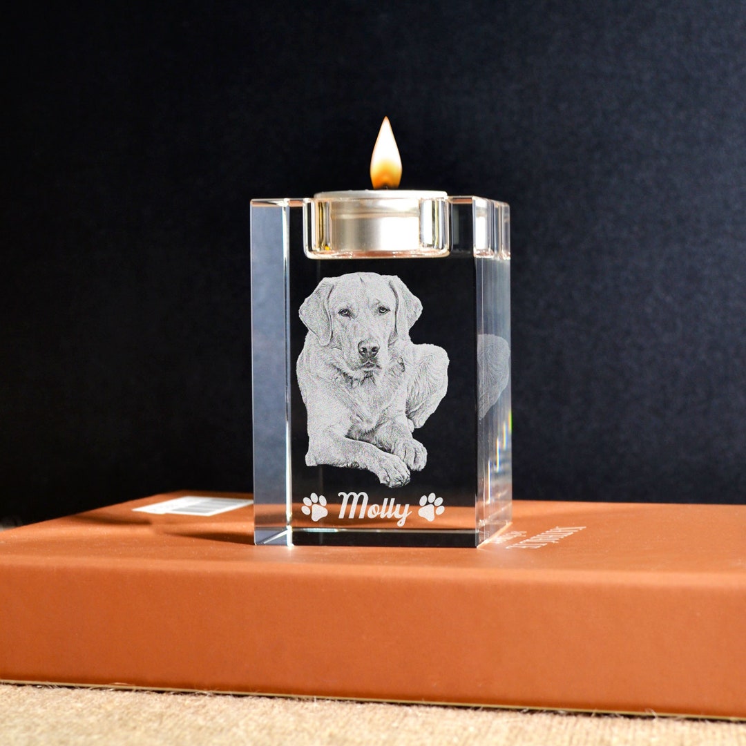 Pet Memorial Crystal Candle Holder,3d Pet Portrait Memorial Crystal,dog ...