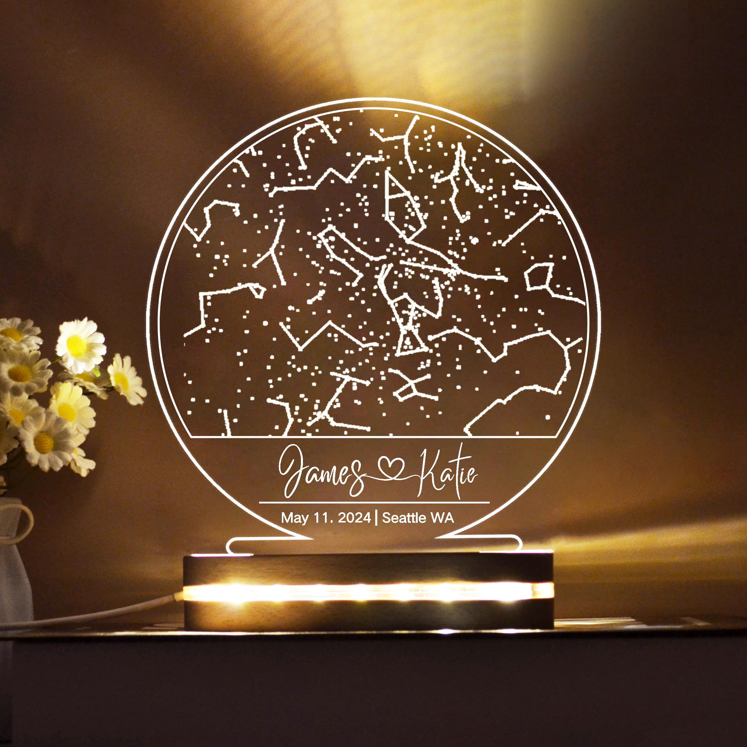 Custom Star Map by Date, Star Map Night Light, Personalized ...
