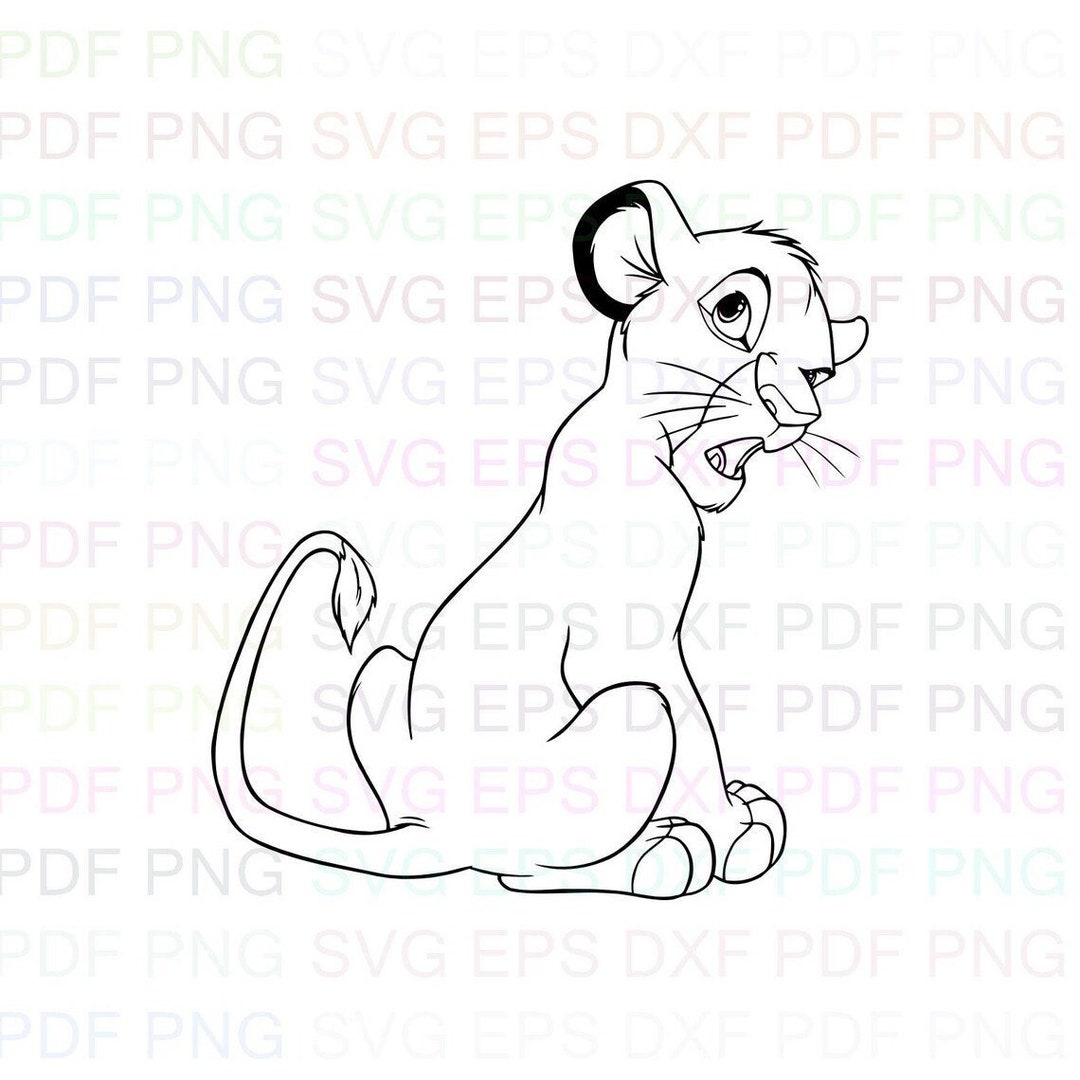 Simba_the_lion_king_6 Outline Svg Dxf Eps Pdf Png, Cricut, Cutting File ...