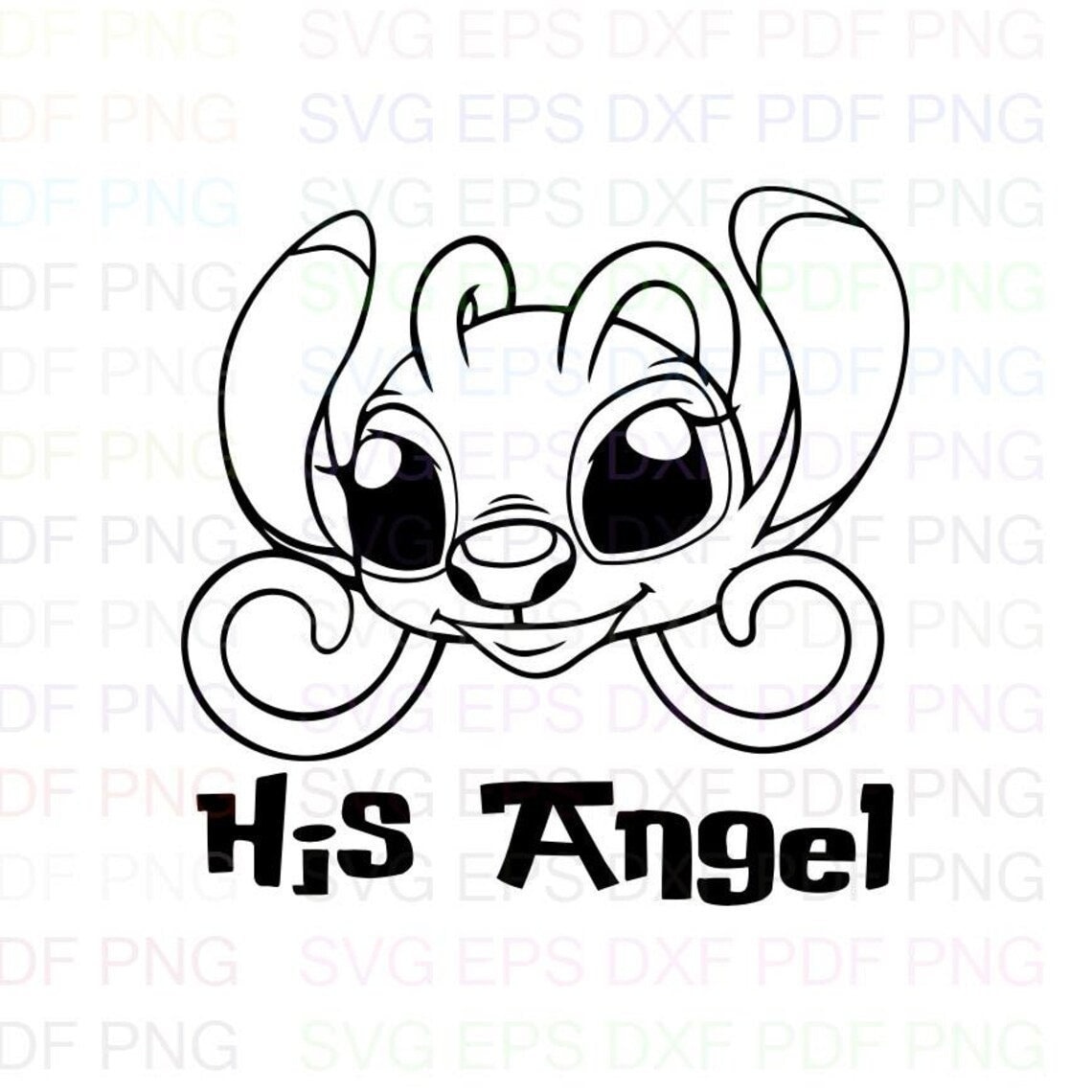 His_Angel_Lilo_and_Stitch Outline Svg Dxf Eps Pdf Png, Cricut, File di ...