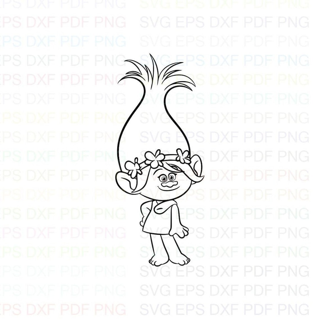 Poppy_trolls Outline Svg Dxf Eps Pdf Png, Cricut, Cutting File, Vector ...
