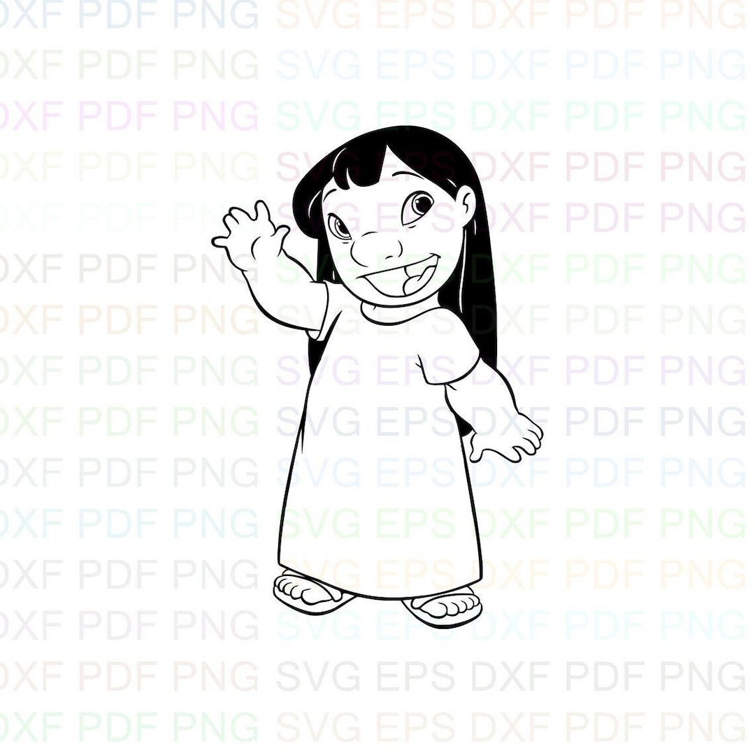 Lilo_pelekai_lilo_and_stitch Outline Svg Dxf Eps Pdf Png - Etsy