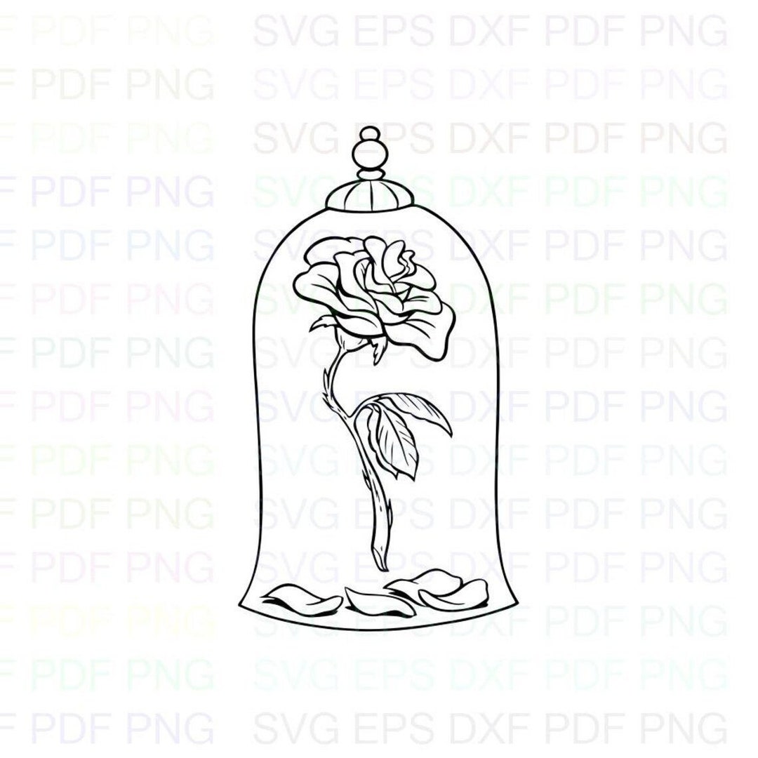 Rose_1_beauty_and_the_beast Outline Svg Dxf Eps Pdf Png, Cricut ...