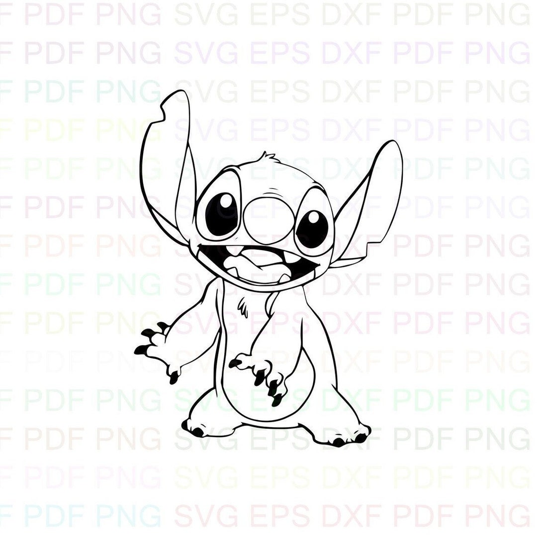 Stitch_4_lilo_and_stitch Outline Svg Dxf Eps Pdf Png, Cricut, Cutting ...