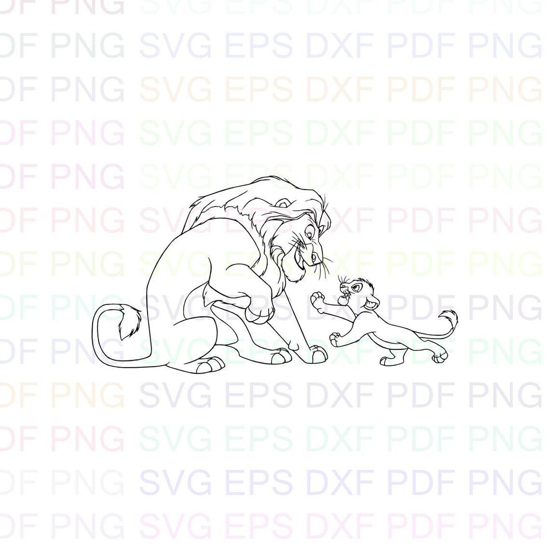 Mufasa_and_baby_simba_the_lion_king_1 Outline Svg Dxf Eps Pdf Png ...