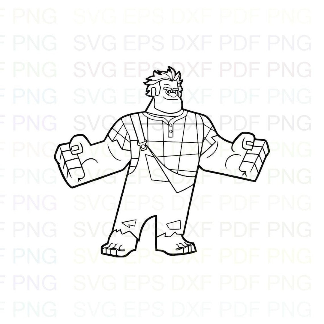 Wreckit_wreck_it_ralph Outline Svg Dxf Eps Pdf Png Cricut - Etsy