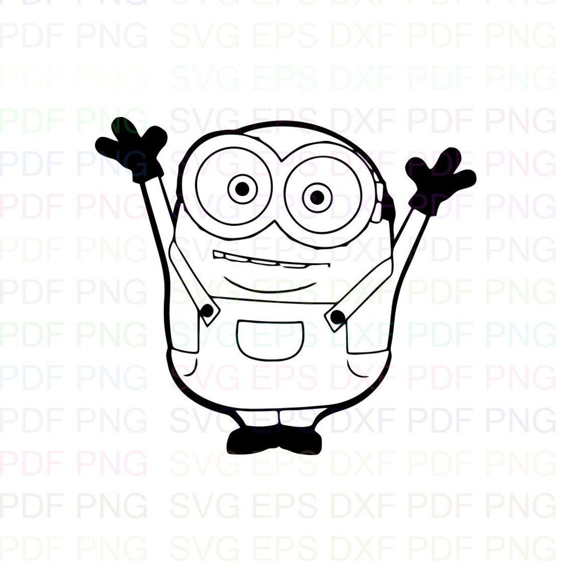 Happy_minion_minions_birthday Outline Svg Dxf Eps Pdf Png - Etsy