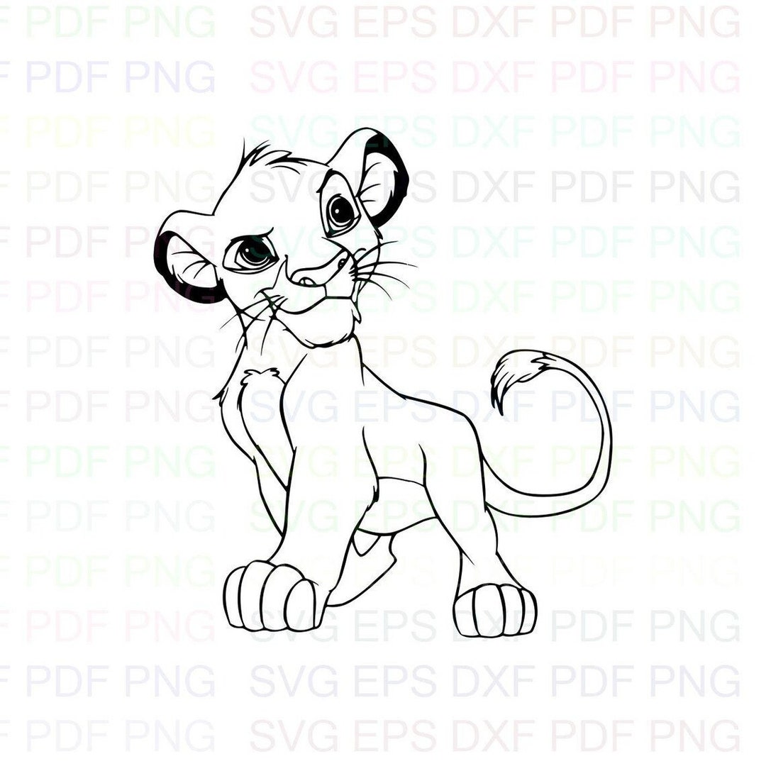 Simba_the_lion_king_18 Outline Svg Dxf Eps Pdf Png, Cricut, Cutting ...
