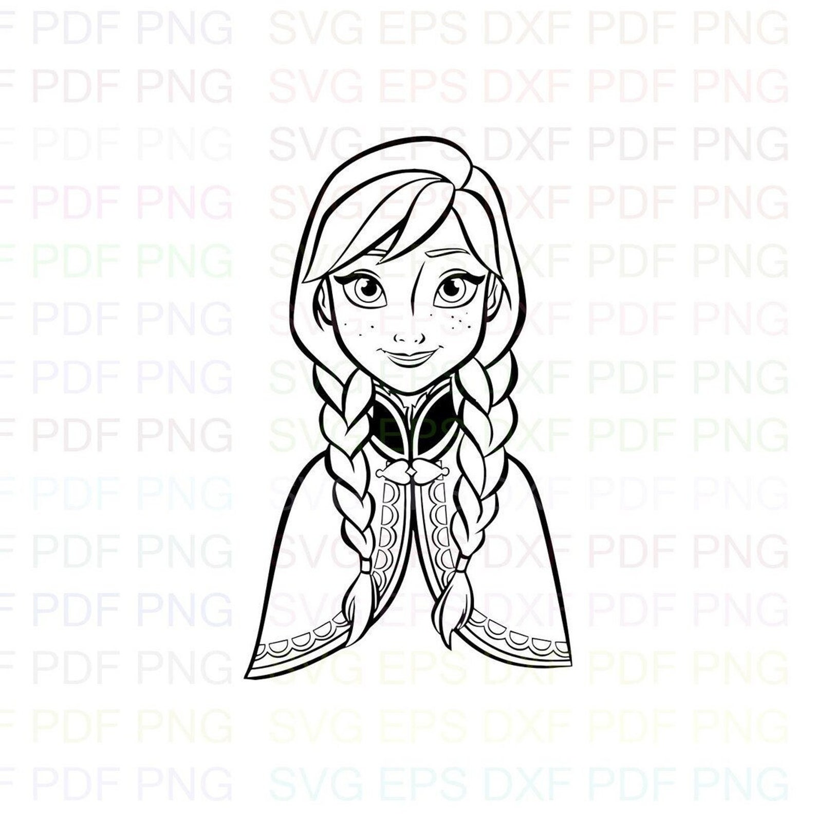 Frozen_anna Outline Svg Dxf Eps Pdf Png Cricut Cutting File - Etsy