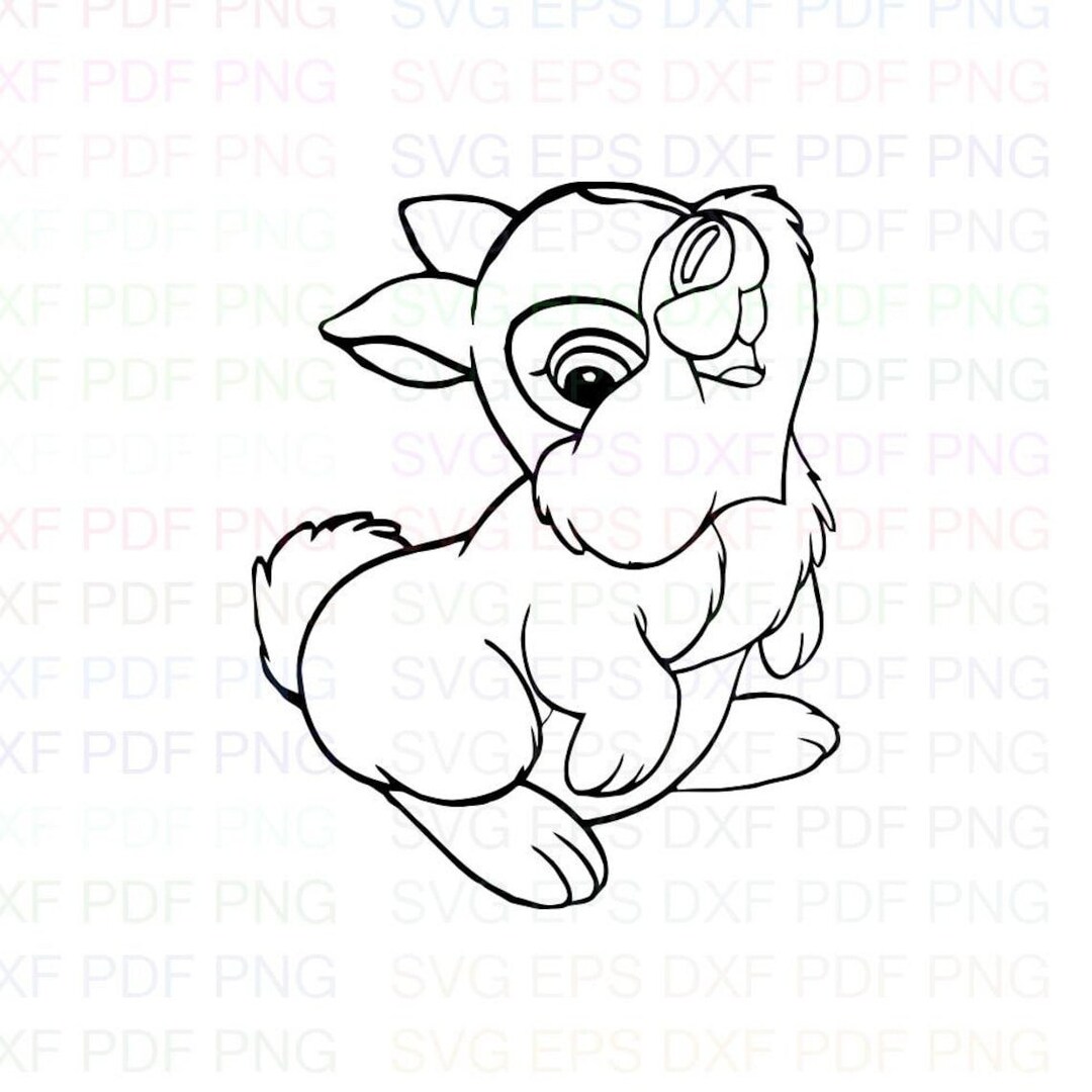 Thumper_happy Outline Svg Dxf Eps Pdf Png, Cricut, Cutting File, Vector ...