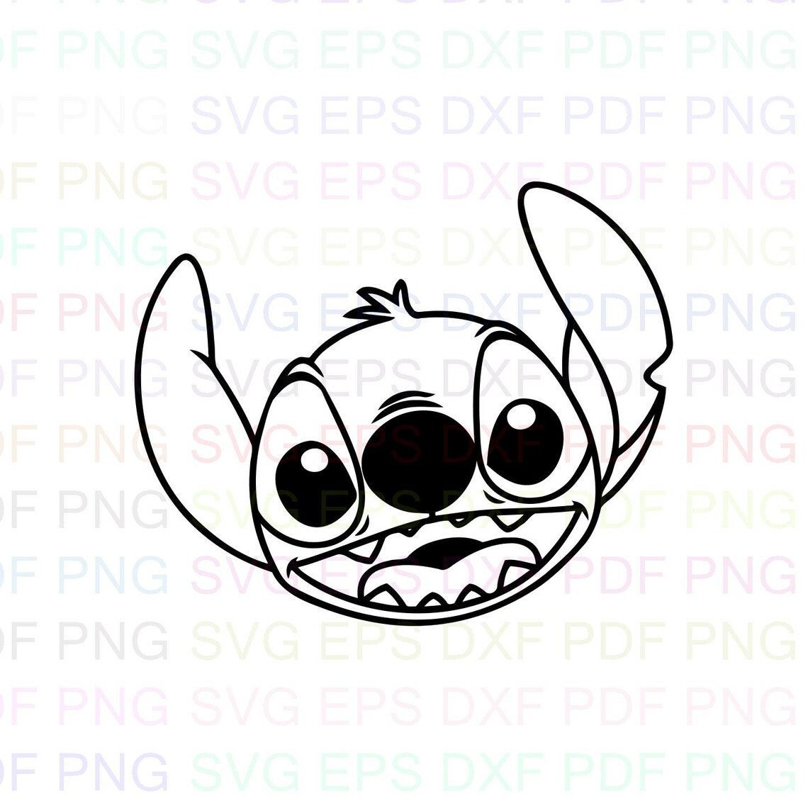 Stitch_Face_Smiling_Lilo_and_Stitch Esquema Svg Dxf Eps Pdf - Etsy España
