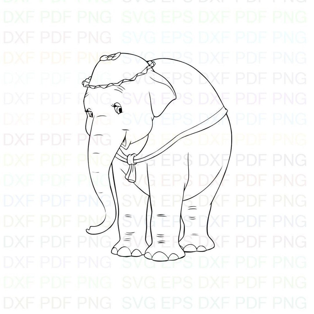 Jumbo_mother_dumbo_elephant Outline Svg Dxf Eps Pdf Png - Etsy