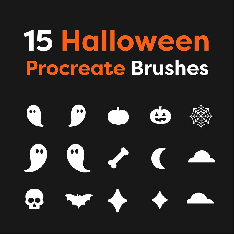 Halloween Procreate Brush Set Cute Halloween Stamps for | Etsy