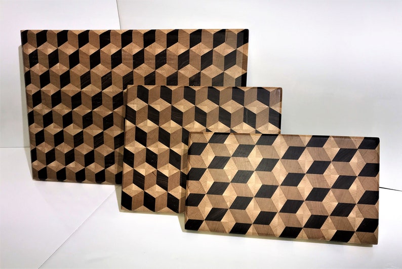 3D Optical Illusion Tumbling Block End Grain Cutting Board - Etsy