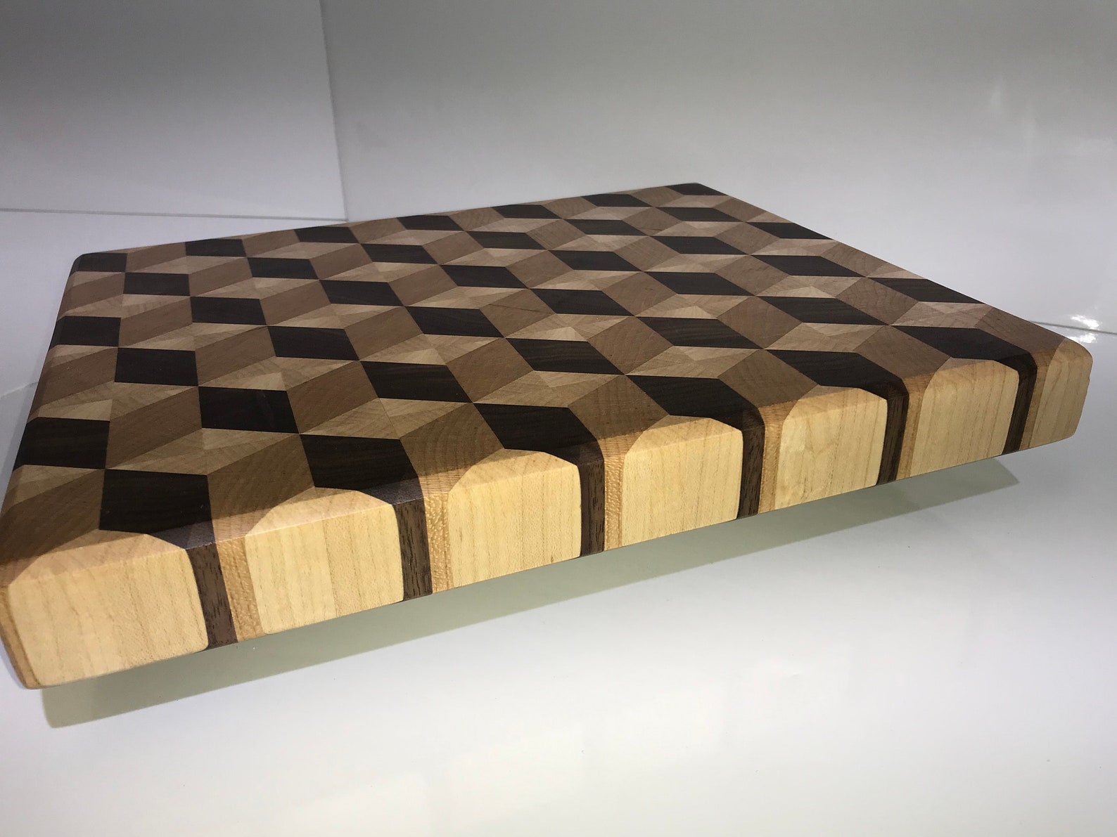 3D Optical Illusion Tumbling Block End Grain Cutting Board - Etsy