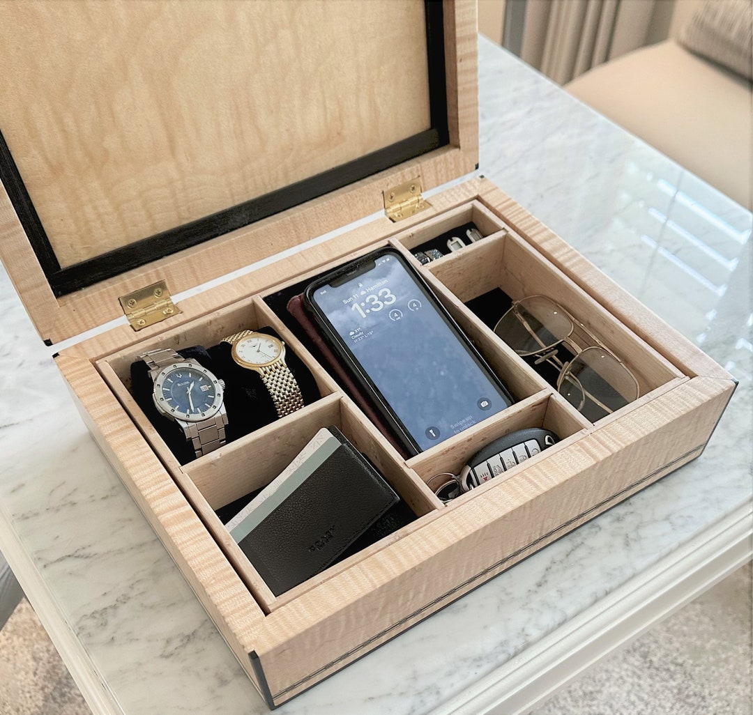 Handmade Gentlemen's Valet Box Made From Curly Maple and Ebony. - Etsy