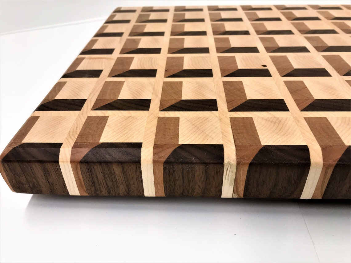 3D Optical Illusion waffle End-grain Cutting Board - Etsy