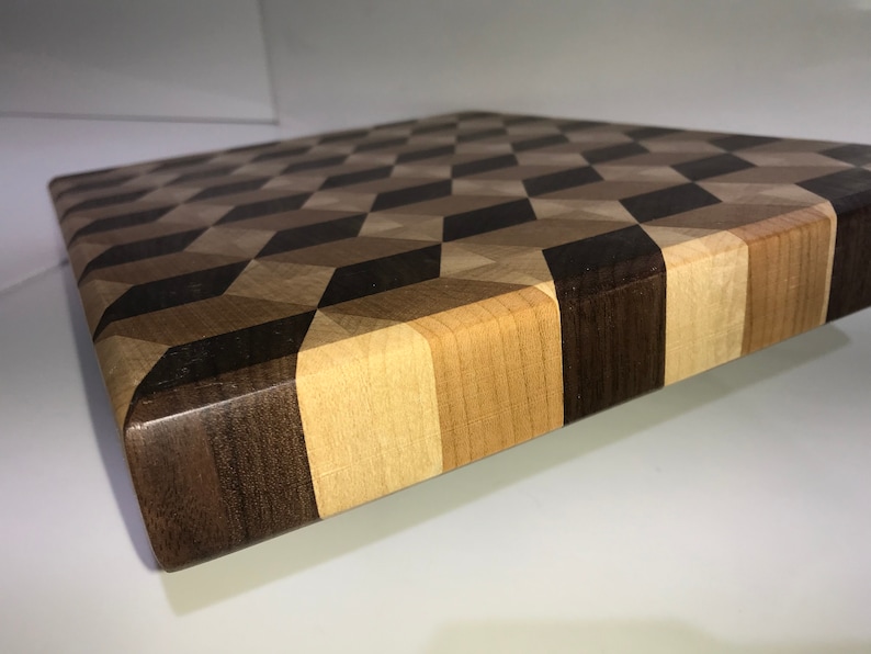 3D Optical Illusion Tumbling Block End Grain Cutting Board - Etsy