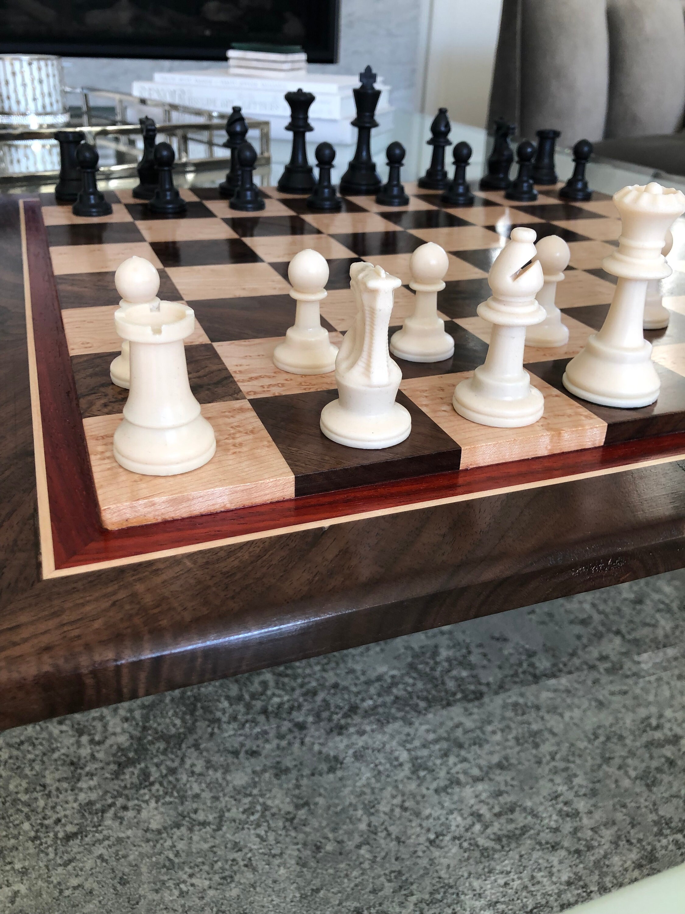 Luxury Chessboard Made From Solid Birdseye Maple and Figured Black ...