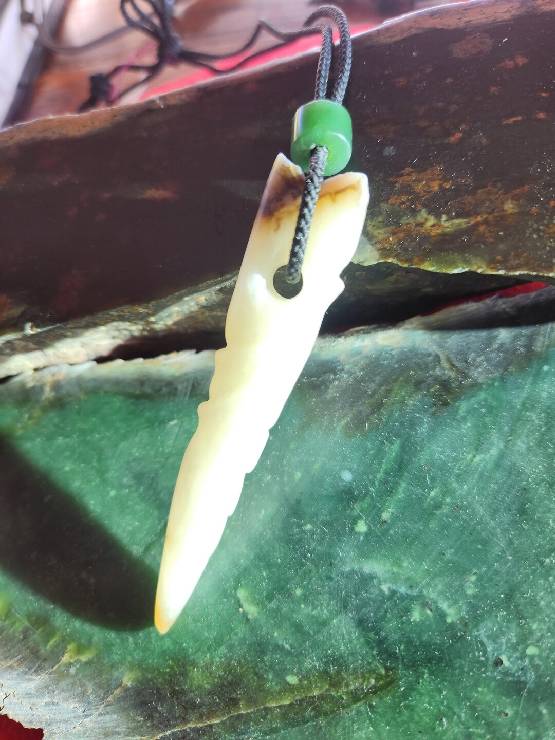 Siberian White and Brown Jade Saber Tooth Pendant Carving - Etsy