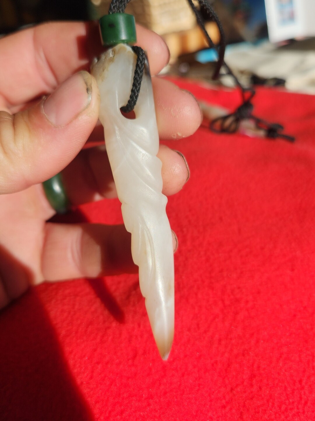Siberian White and Brown Jade Saber Tooth Pendant Carving - Etsy