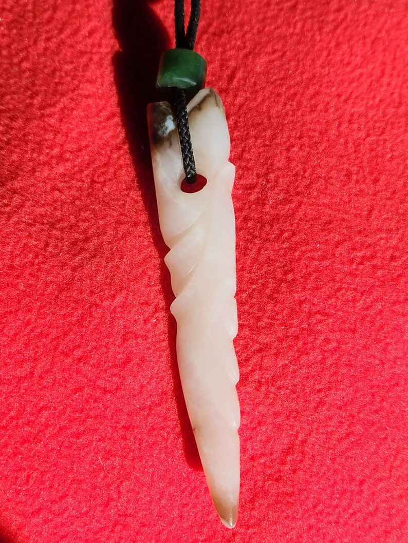 Siberian White and Brown Jade Saber Tooth Pendant Carving - Etsy